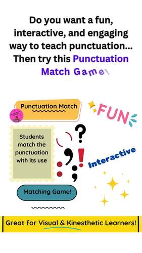 Punctuation Matching Game for Elementary, Middle and High School