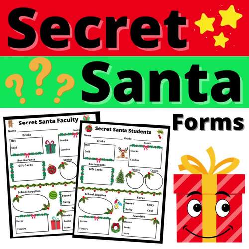 Secret Santa Questionnaires and Draw Names Tags Christmas by ...