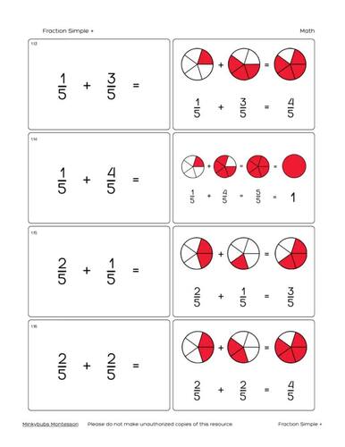 Fraction Addition Task Command Cards Proper Common Denominators Set of 165