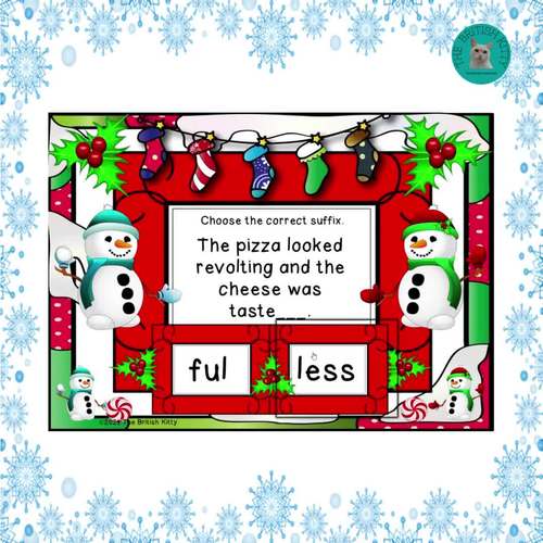 Christmas Snowman Suffixes Ful Less or Both Winter Boom Cards™ | TPT