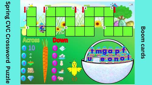 Spring CVC Crossword Puzzle Boom Cards by Teacher's Pride | TPT
