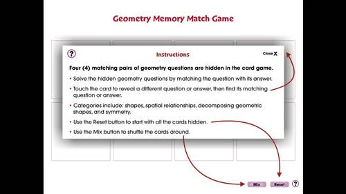 Geometry: Memory Match Game - NOTEBOOK Gr. PK-2 by CCP Interactive