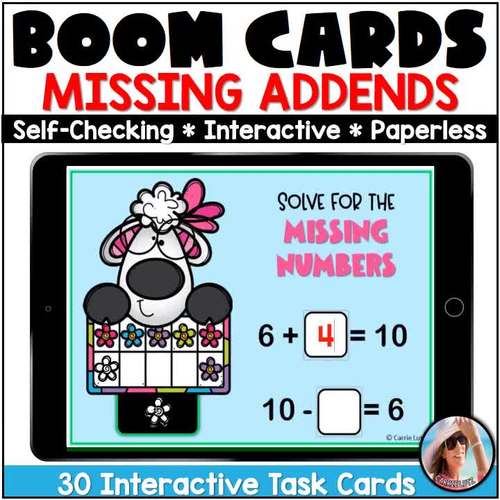 Missing Addends Boom Cards with Movable Images | TPT