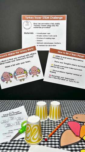 Turkey Tower STEM Challenge Thanksgiving STEM + SEL Teamwork Activity