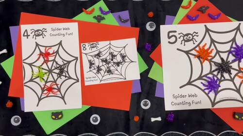 Spider Web Counting | Hands-On Halloween Math Center for Number Practice