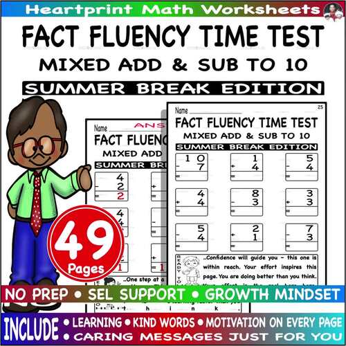 Math factfluency timed tests mixed add & sub to 10 Hero Set - Summer ...
