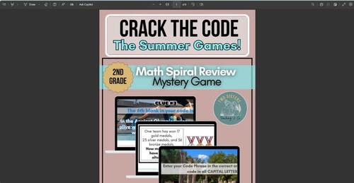 Summer Olympics 2024 2nd Grade Summer Math Review, Summer Crack the ...