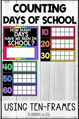 Counting Days of School Using Ten Frames Bright Colors and Polka Dots