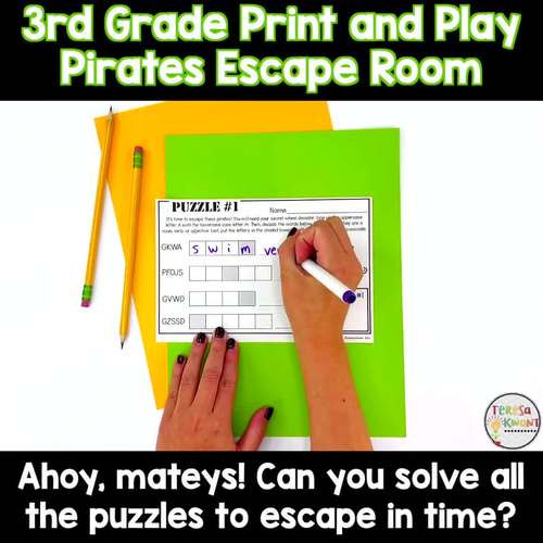 ELA Escape Room Breakout Game Activity | Nouns, Verbs, Adjectives Review