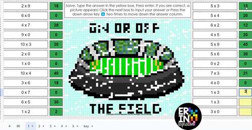 Football Pixel Art Math Multiplication and Division on Google Sheets