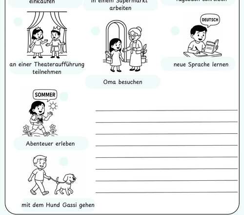 German - Deutsch Arbeitsblatt - Perfekt - DaF DaZ - Summer activities ...