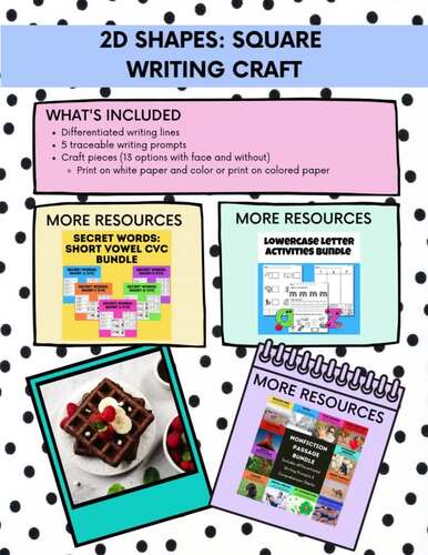 2D Shapes: Square Math Writing Craftivity - Writing Prompts & Craft ...
