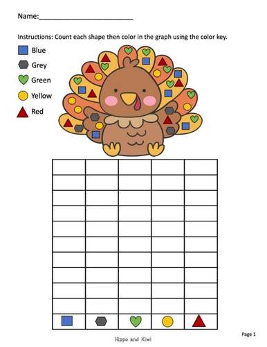 Count and Graph Shapes - Thanksgiving Turkey Theme by Hippo and Kiwi