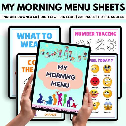 Preschool Morning Menu Activities | Pre-K Morning Work Worksheets