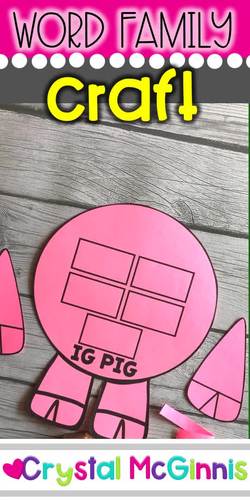 IG PIG | Word Family Craft for the Word Family IG | Word Family Activity