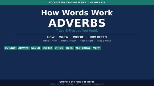 Adverbs Tracing Worksheets Grammar K-5th Grade SPED ESL ELL OT | TPT