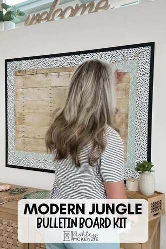 Modern Jungle Bulletin Board, Posters, A-Z Letters, and Door Decor Kits ...