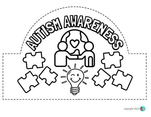 Autism Awareness HAT | COLORING CUT AND PASTE CROWN ACTIVITY | MAKE HAT