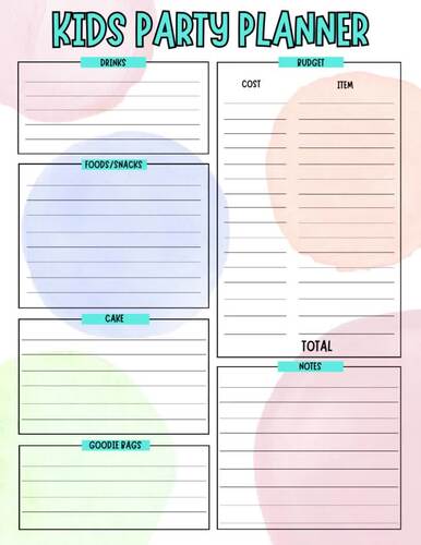 Kid's Party Planner | Kid's Birthday Party planner | Kids Planner | Party