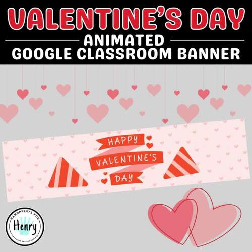 Animated Valentines Day Google Classroom Banner February Headers GIF