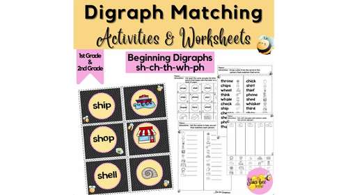 Beginning Digraph Word Picture Match Activity Center Worksheets sh ch ...
