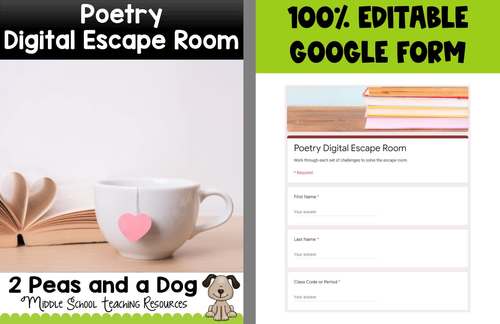 Poetry Digital Escape Room by 2peasandadog | TPT