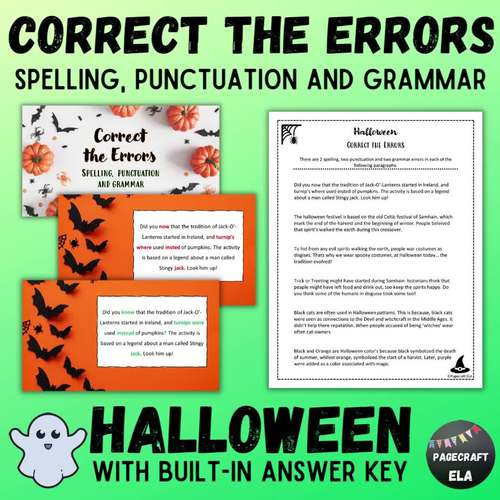 Halloween Proofreading (Correct the Spelling, Punctuation and Grammar ...