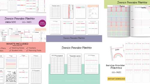 Printable Service Provider Planner - Rainbow by Play Therapy Creative