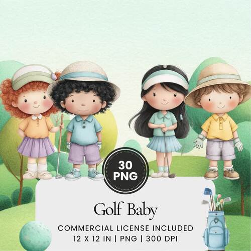 Golf Baby Watercolor Clipart by Ikota Design | TPT
