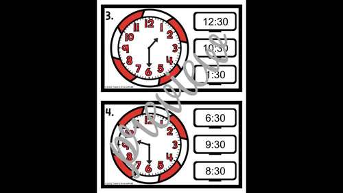 Christmas Telling Time to the HALF HOUR Clip It Task Cards | TPT