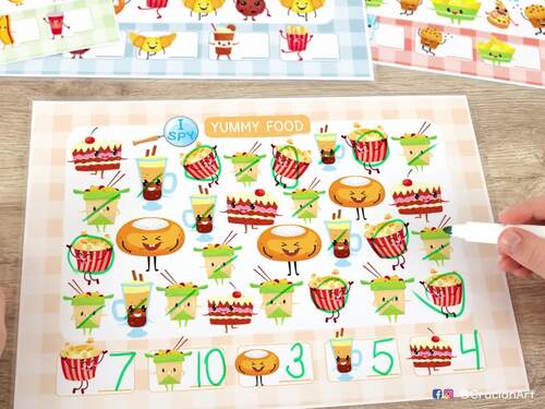 Yummy Food I Spy Worksheets: Search, Count and Write Numbers 1-10 ...