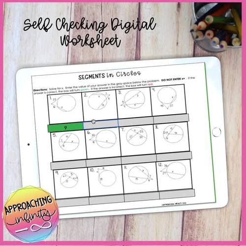 Segments in Circles Digital Self Check and Printable Worksheets | TPT