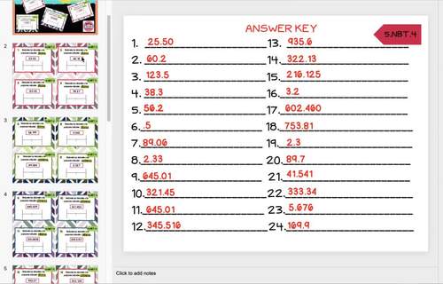 5.NBT.4: Rounding Decimals Task Cards *Spanish* by Senora Math and Science
