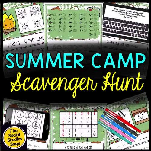 Summer Camp Escape Room Word Search - Critical Thinking Scavenger Hunt ...