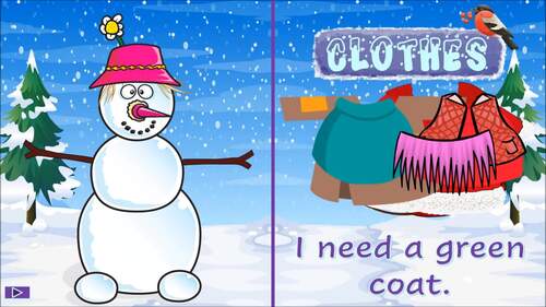 Snowman ESL dressing game with Macros drag and drop | TPT