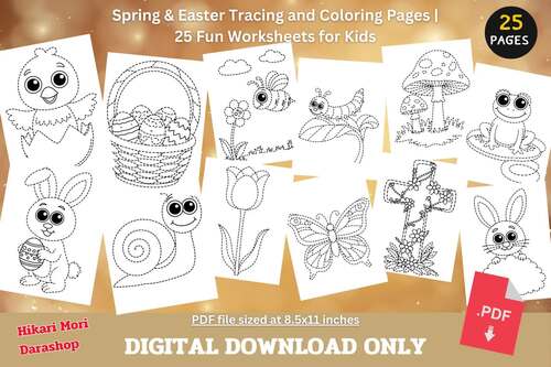 Spring & Easter Tracing and Coloring Pages | 25 Fun Worksheets for Kids