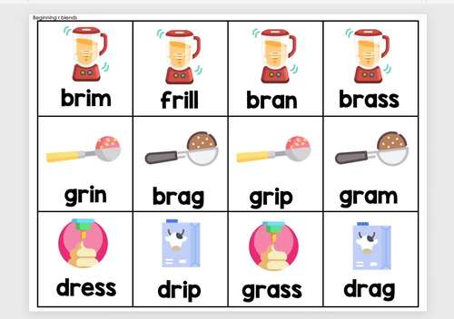 Blend a Milkshake Decoding Word Game | Beginning & Ending Blends ...