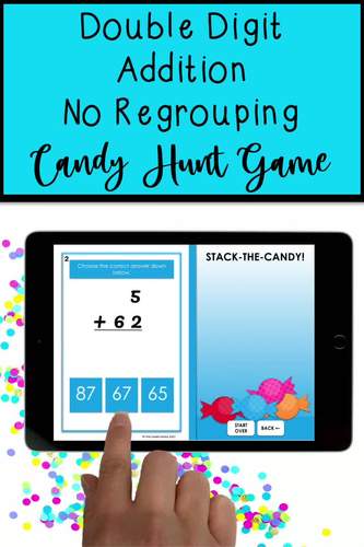 Double Digit Digital Candy Hunt Game No Regrouping by First Grade Frolics