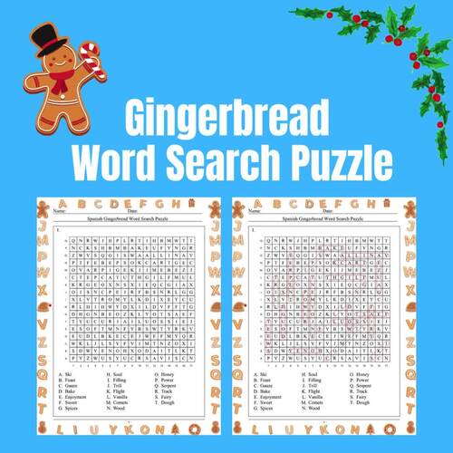 Christmas Gingerbread Word Search | Holiday Vocabulary Puzzle + Answer Key