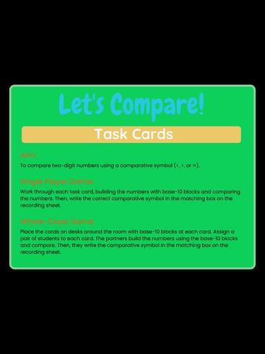 Let's Compare! Task Cards by DISIGNER POFESSIONAL | TPT