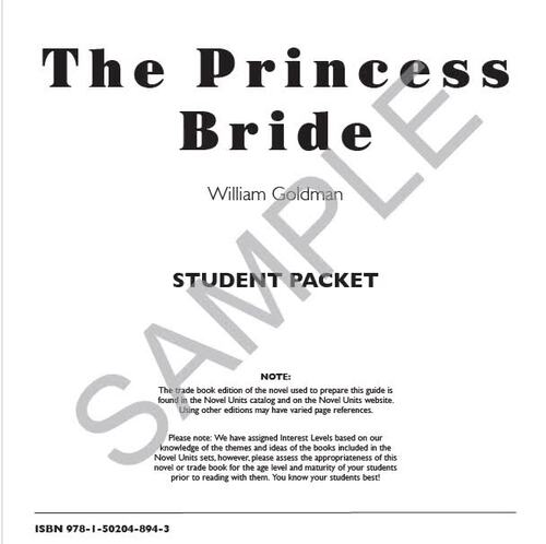 The Princess Bride Novel Units® Student Packet Novel Study | TPT