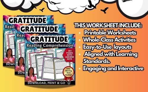 Gratitude Reading Comprehension Passages Nonfiction Activities 5th,6th ...