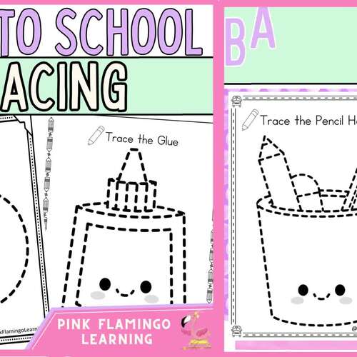Back to School Tracing Practice Worksheets for Preschool and Kindergarten