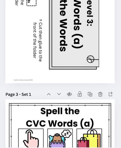 CVC Words File Folder Level 3 | Short Vowel Spelling Practice ...