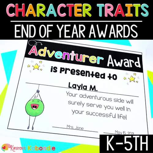 Editable End of Year Class Awards: Character Traits Student Awards ...