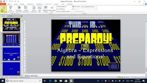 PREPARDY! Math Test Prep Game - Algebra Expressions and Equations (6.EE)