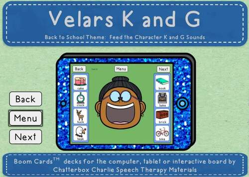 Velar Fronting Feed the Back to School Character Boom Cards Speech Therapy