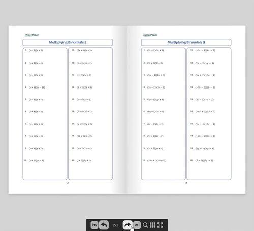 Multiplying binomials worksheets, no-frills skills (expanding FOIL)