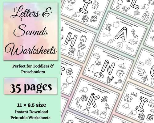 Sounds Worksheets - Letter Sound | Alphabet sound Worksheet | 35 pages