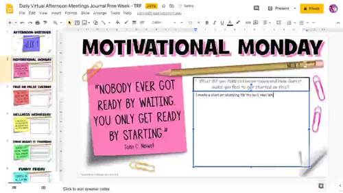 Distance Learning Daily Virtual Afternoon Meeting Messages Journal [1 YEAR]